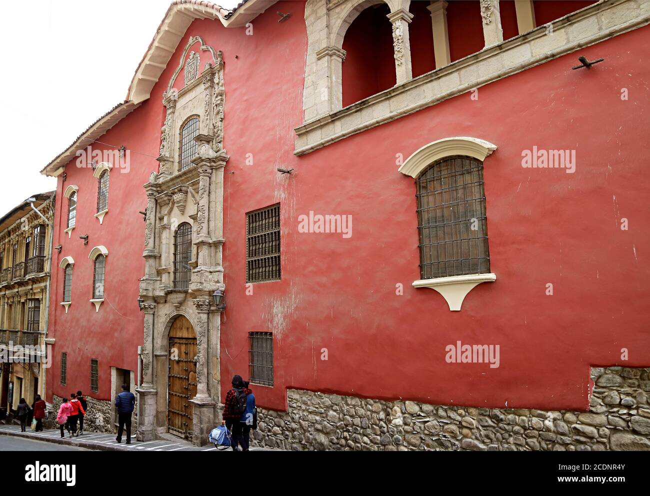 Gorgeous Red Colored Old Colonial Building in La Paz, Bolivia, South ...
