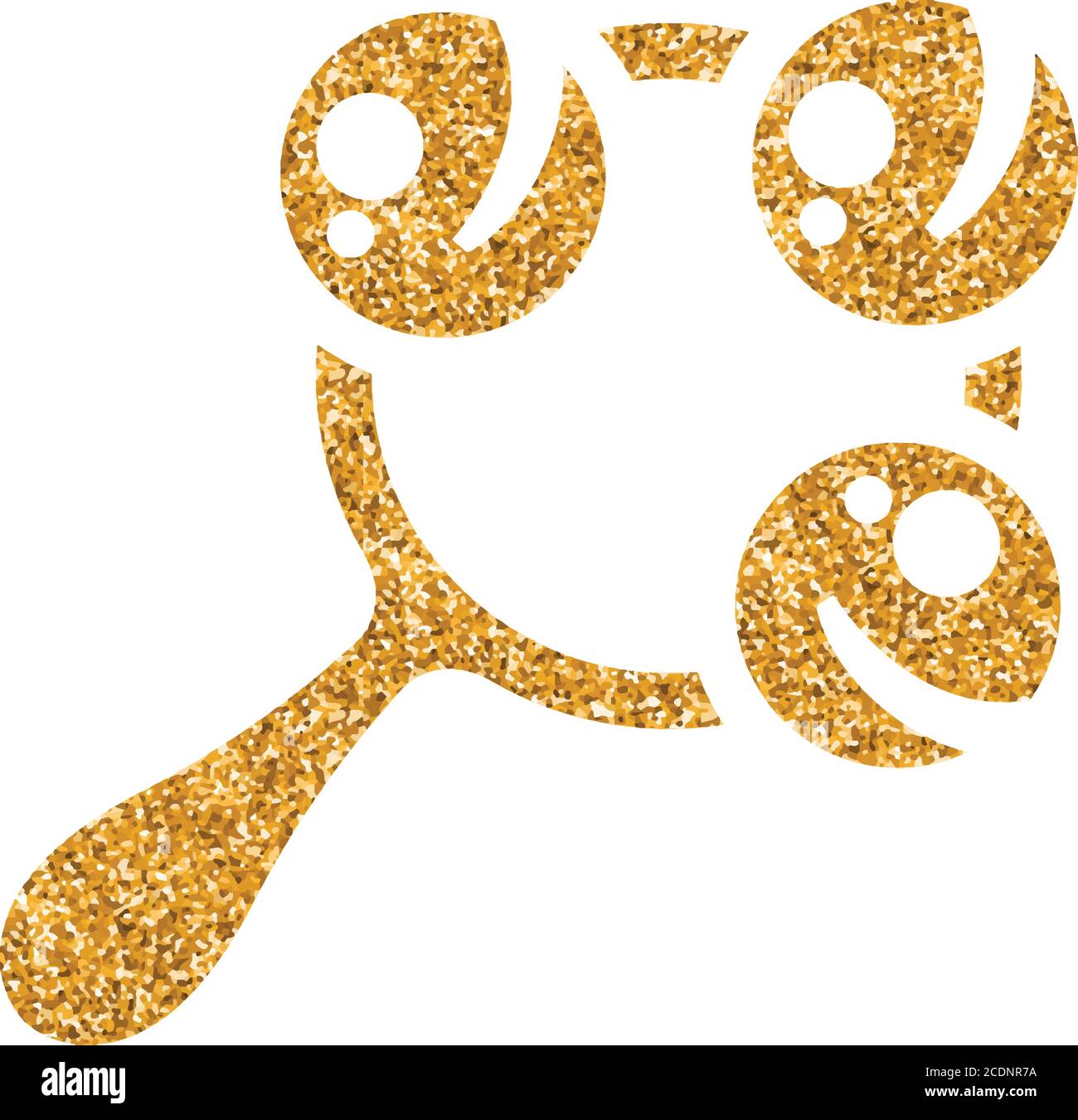 Baby toy icon in gold glitter texture. Sparkle luxury style vector ...