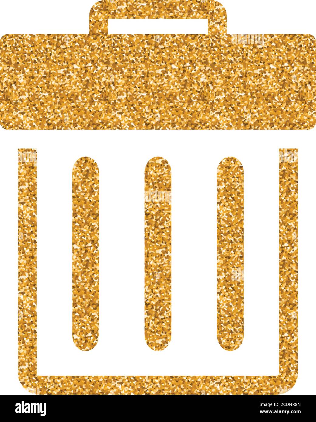 Trash bin icon in gold glitter texture. Sparkle luxury style vector ...