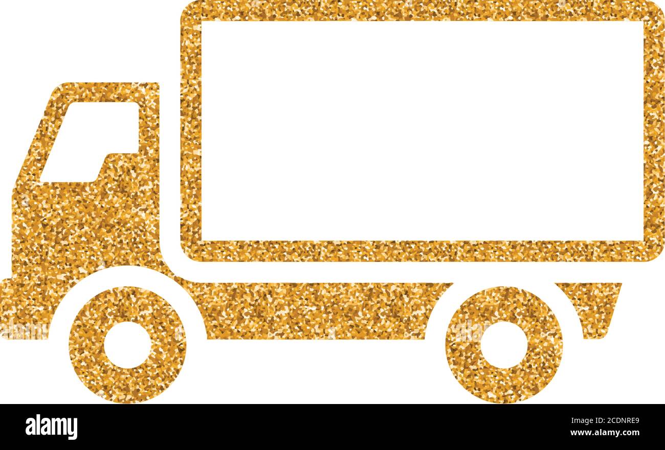 Truck icon in gold glitter texture. Sparkle luxury style vector ...
