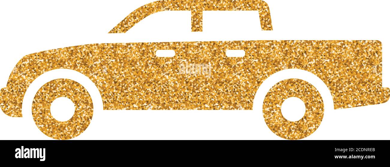 Car icon in gold glitter texture. Sparkle luxury style vector ...