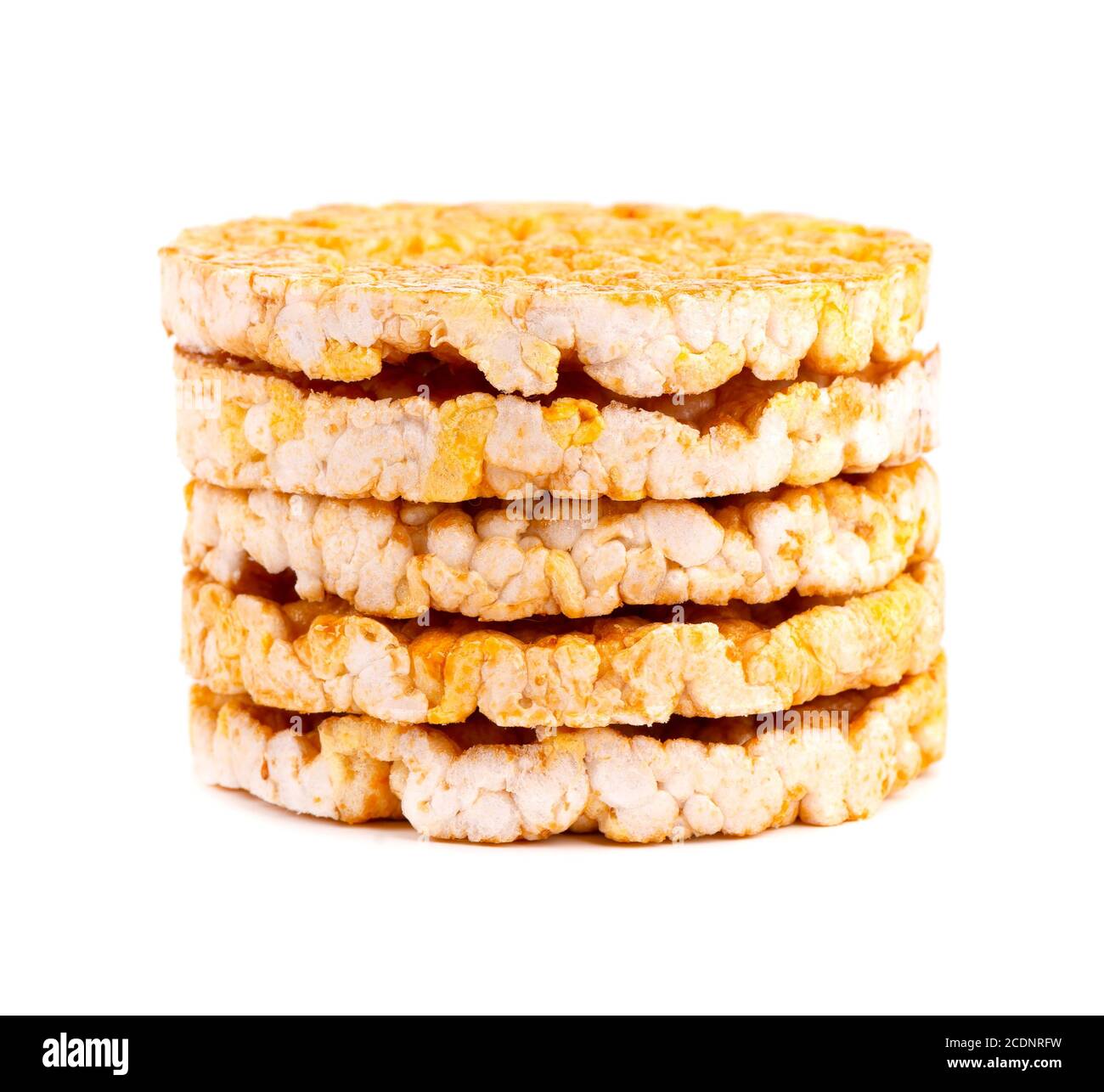 Caramelized rice-corn crispbread, isolated on white background. Sweet ...