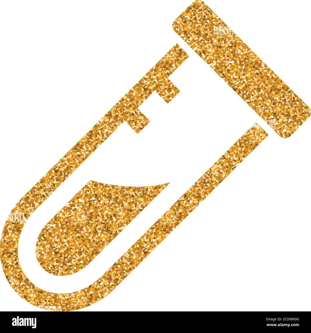 Test tube icon in gold glitter texture. Sparkle luxury style vector ...