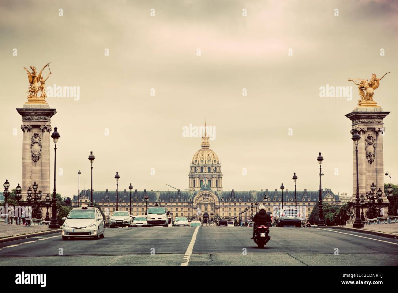 Les Invalides seen from Pont Alexandre III bridge in Paris, France ...