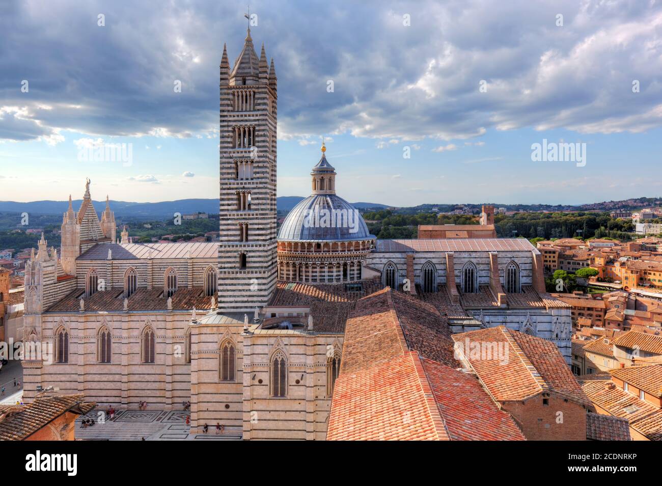 Siena, Italy panorama rooftop city view. Siena Cathedral, Duomo di ...
