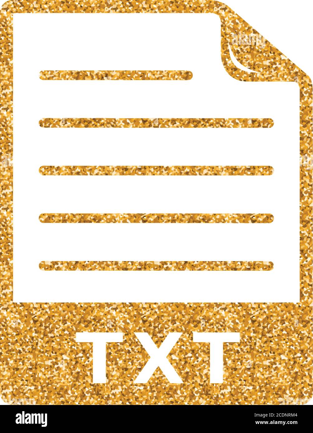 Text file format icon in gold glitter texture. Sparkle luxury style ...