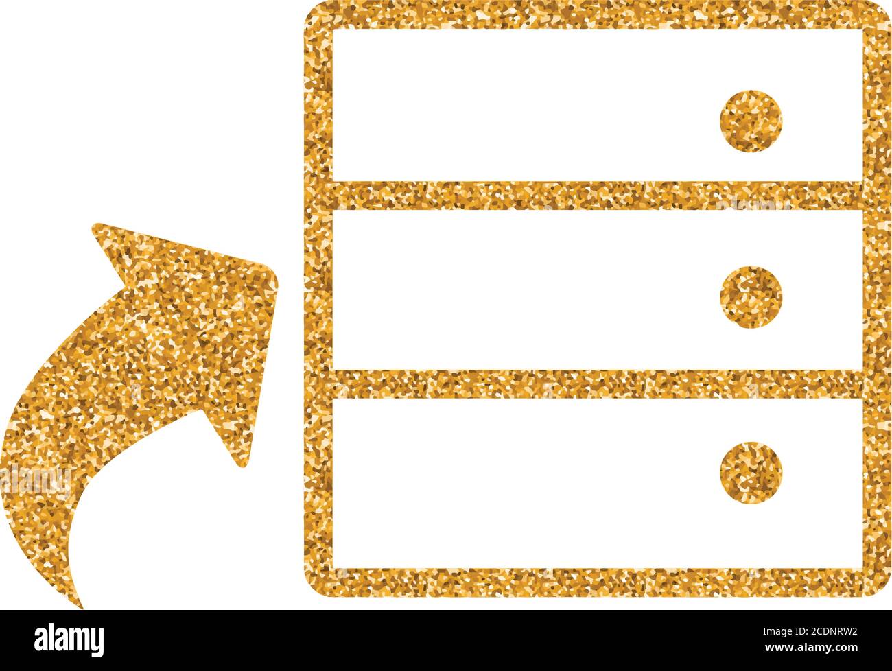 Database icon in gold glitter texture. Sparkle luxury style vector ...