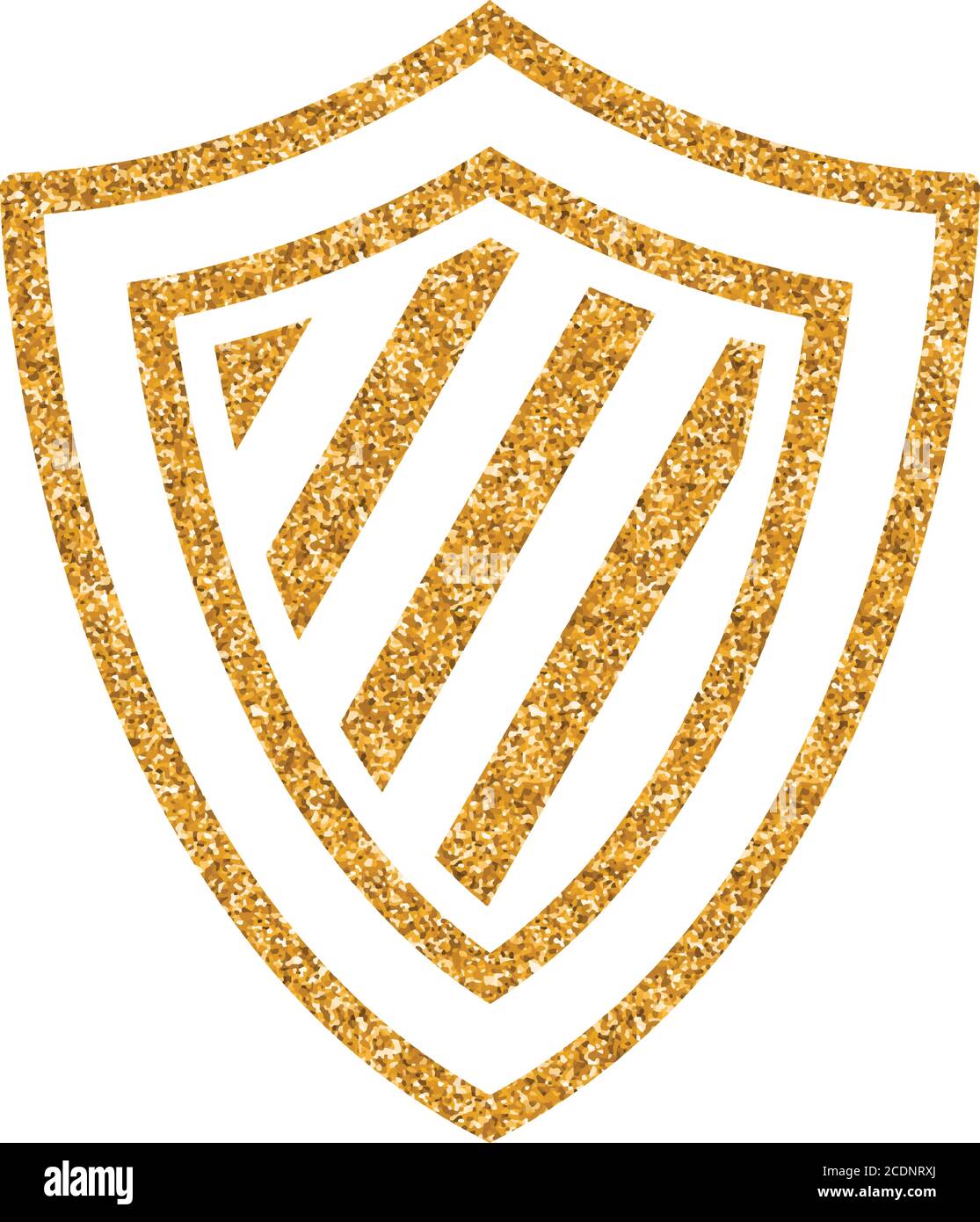 Stripe shield icon in gold glitter texture. Sparkle luxury style vector ...