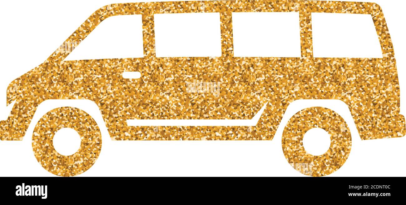 Car icon in gold glitter texture. Sparkle luxury style vector ...