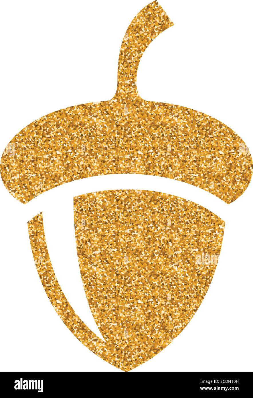 Acorn seed icon in gold glitter texture. Sparkle luxury style vector ...