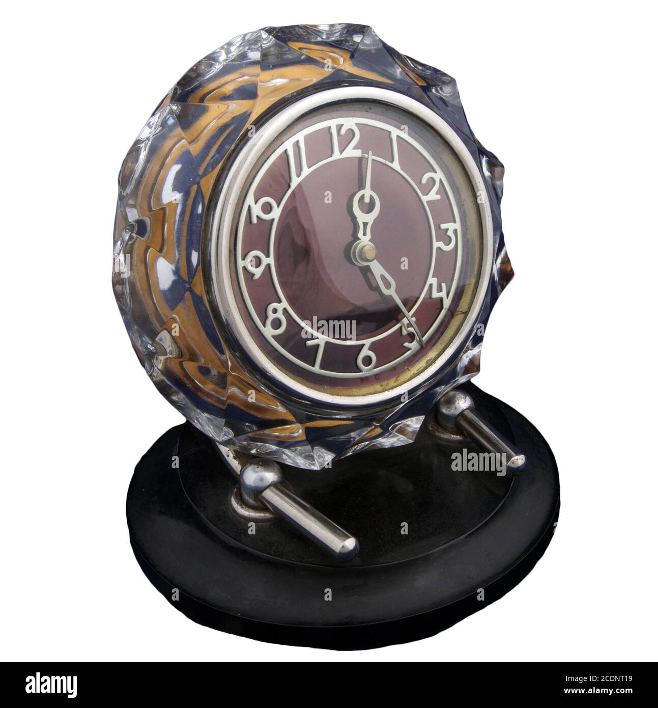 Antique clock in wooden Cut Out Stock Images & Pictures - Alamy