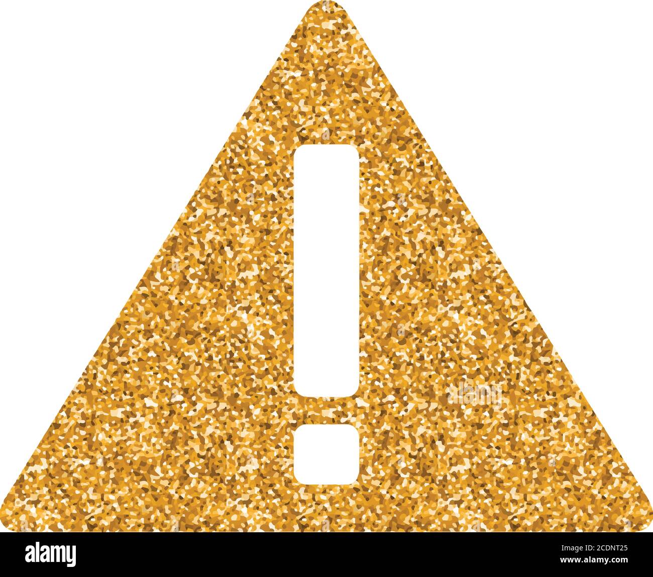 Warning sign icon in gold glitter texture. Sparkle luxury style vector ...