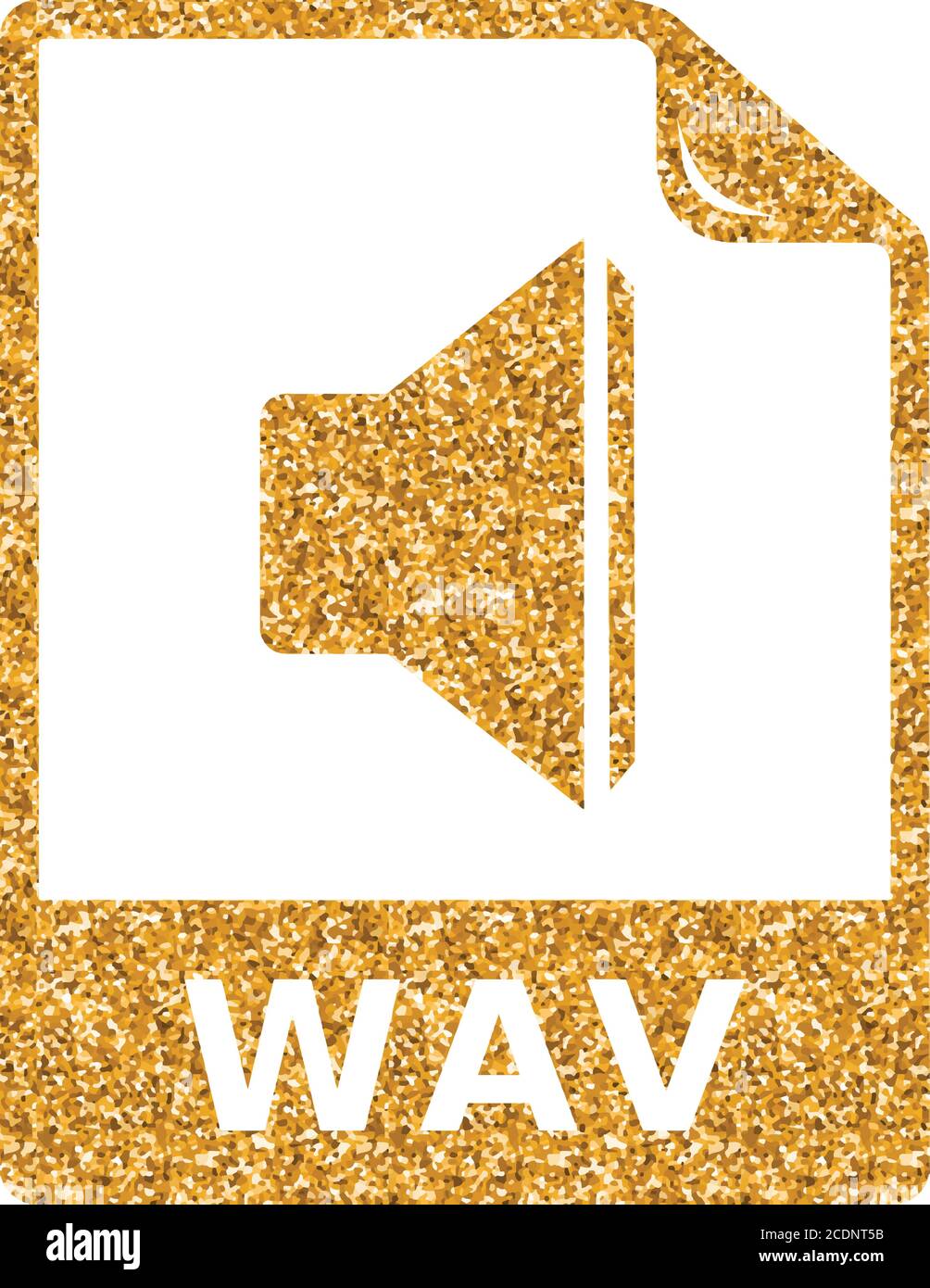 Audio file format icon in gold glitter texture. Sparkle luxury style ...
