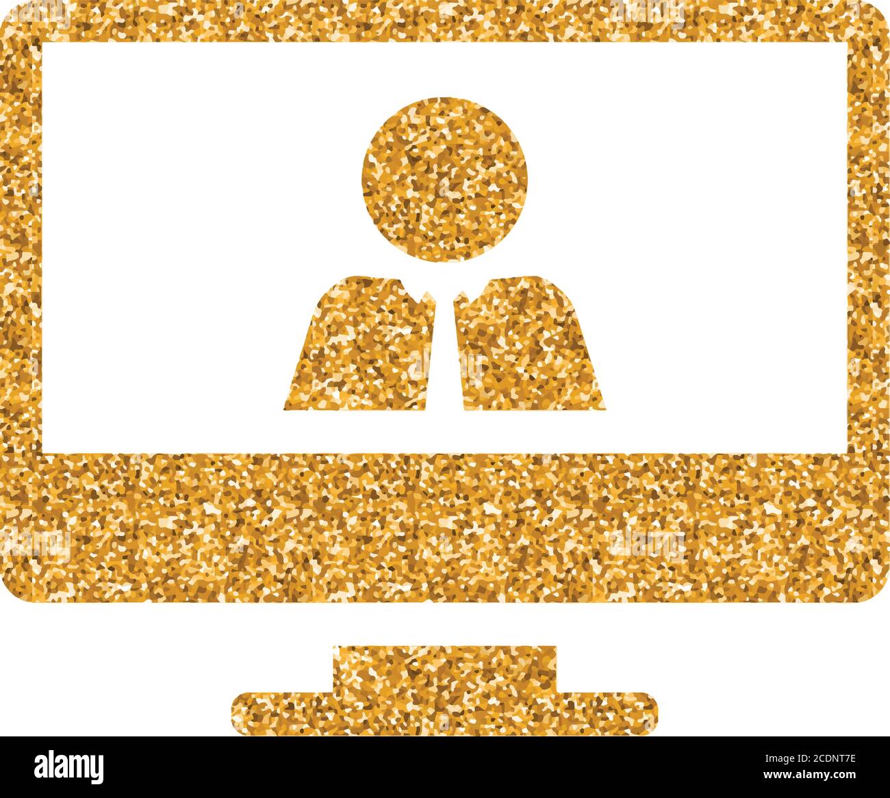 Computer chat icon in gold glitter texture. Sparkle luxury style vector ...