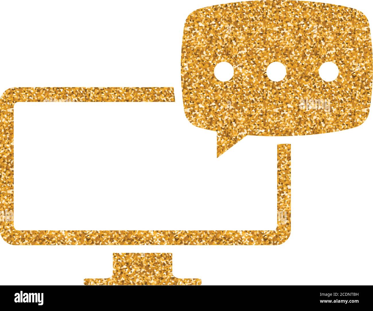 Computer chat icon in gold glitter texture. Sparkle luxury style vector ...