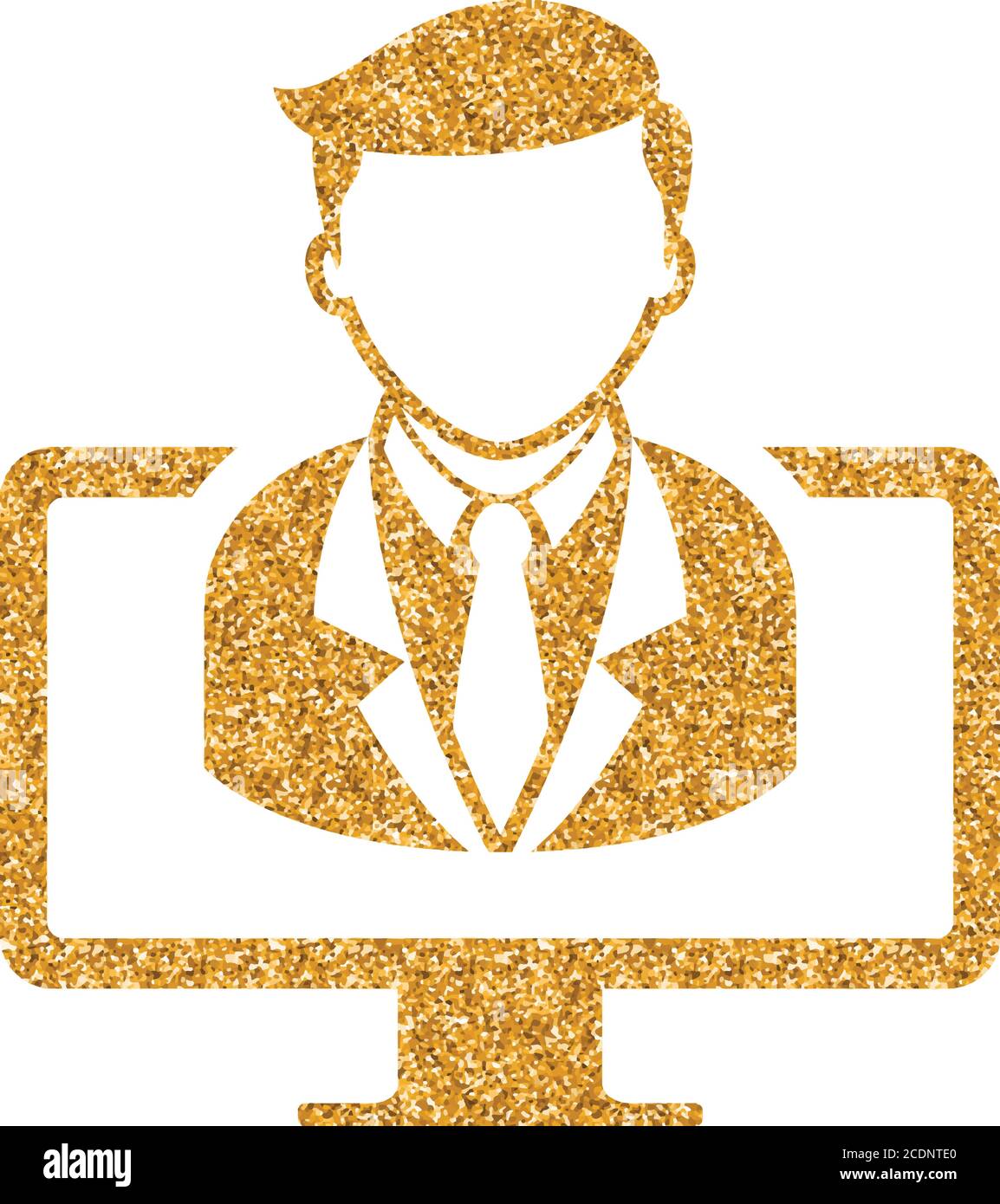 Webinar icon in gold glitter texture. Sparkle luxury style vector ...
