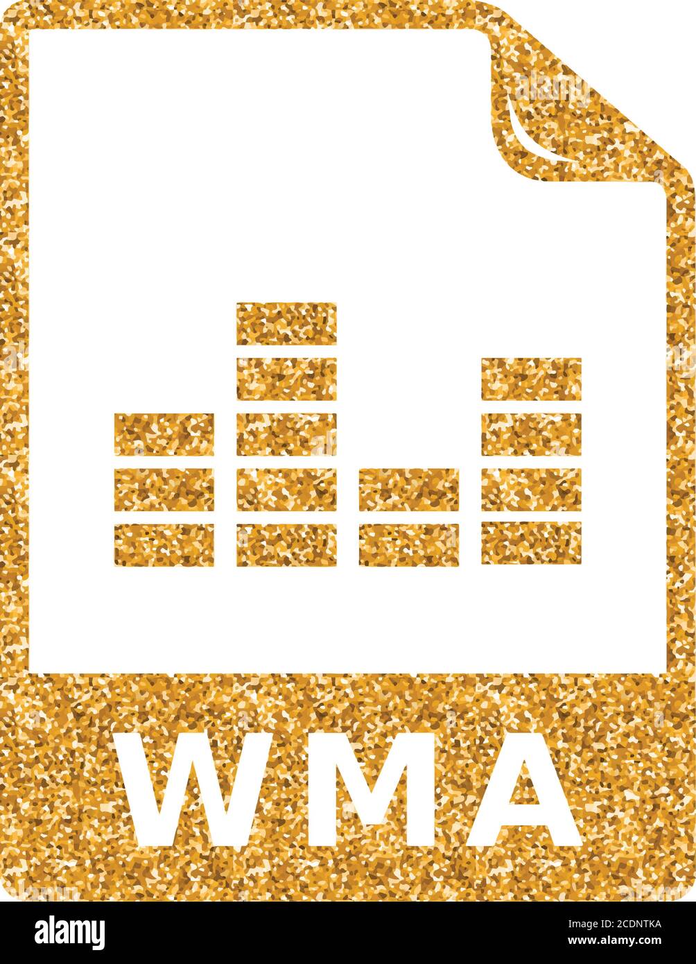 Audio file icon in gold glitter texture. Sparkle luxury style vector ...