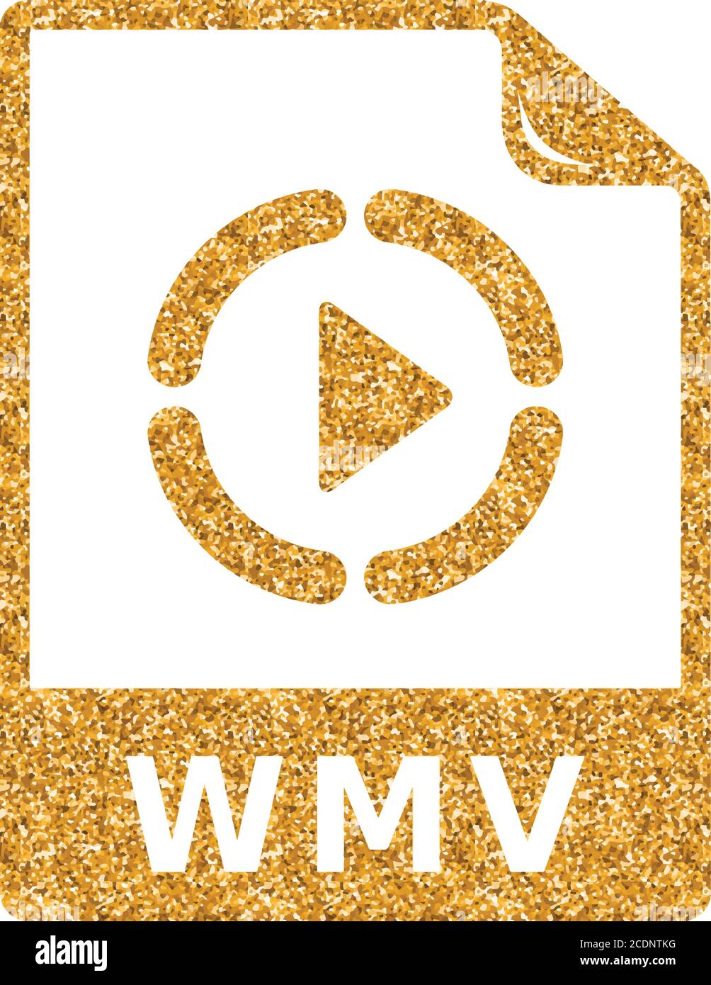 Video file format icon in gold glitter texture. Sparkle luxury style ...