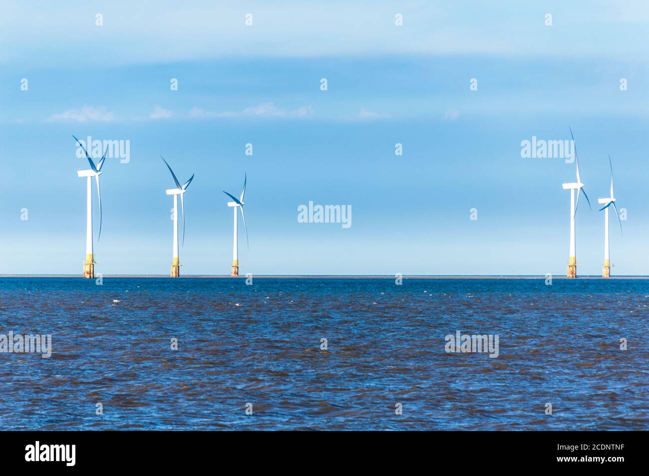 Wind turbines in Offshore wind farm in Great Yarmouth, Norfolk, England ...
