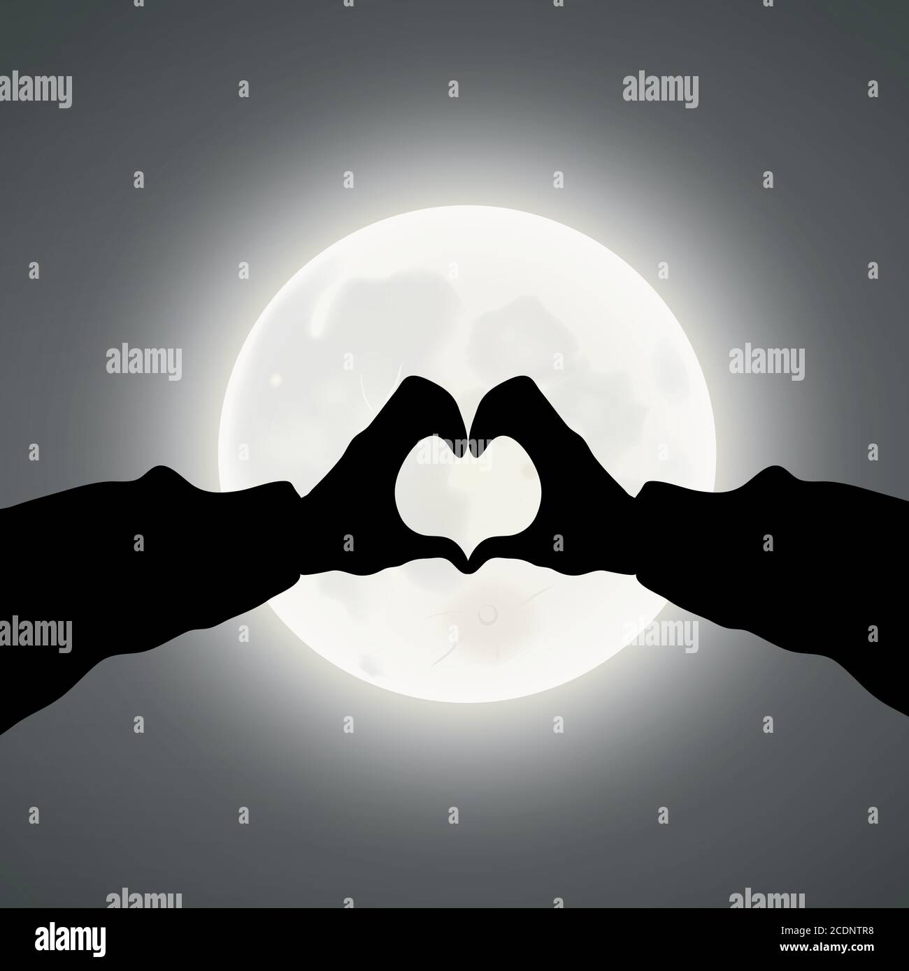 Silhouette couple moonlight Stock Vector Images - Alamy
