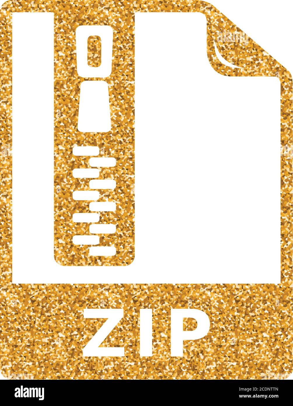 Compressed file format icon in gold glitter texture. Sparkle luxury ...
