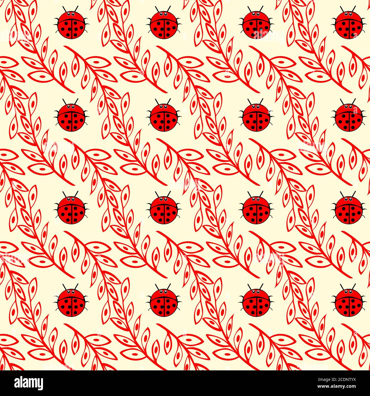 Cute Ladybird vector seamless pattern Stock Photo - Alamy
