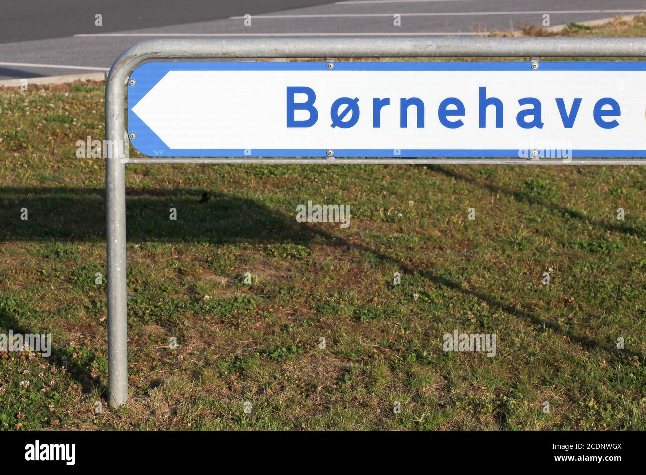 Kindergarten road sign in Denmark called Bornehave in Danish language ...