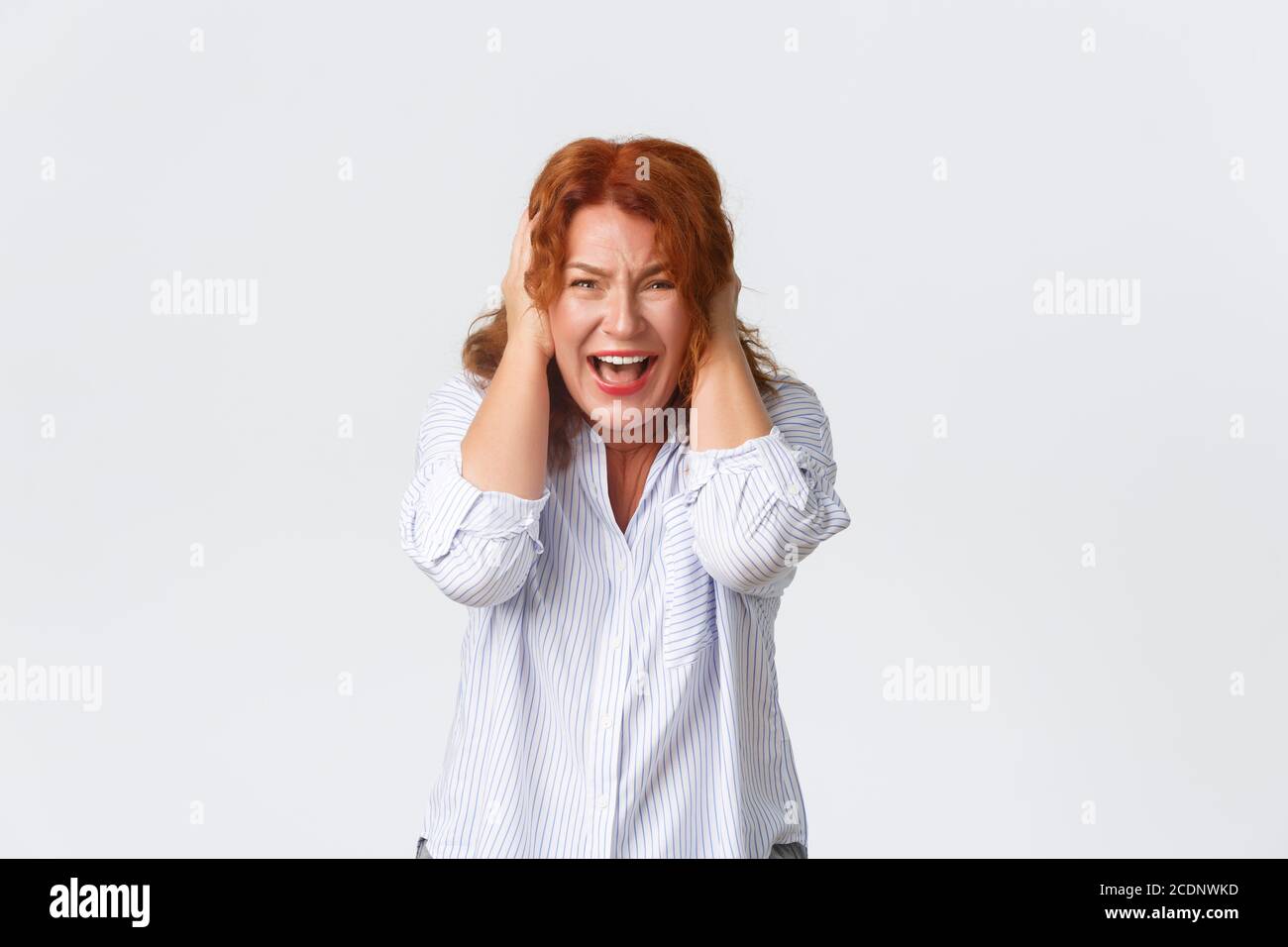 Screaming happy ginger woman hi-res stock photography and images - Alamy