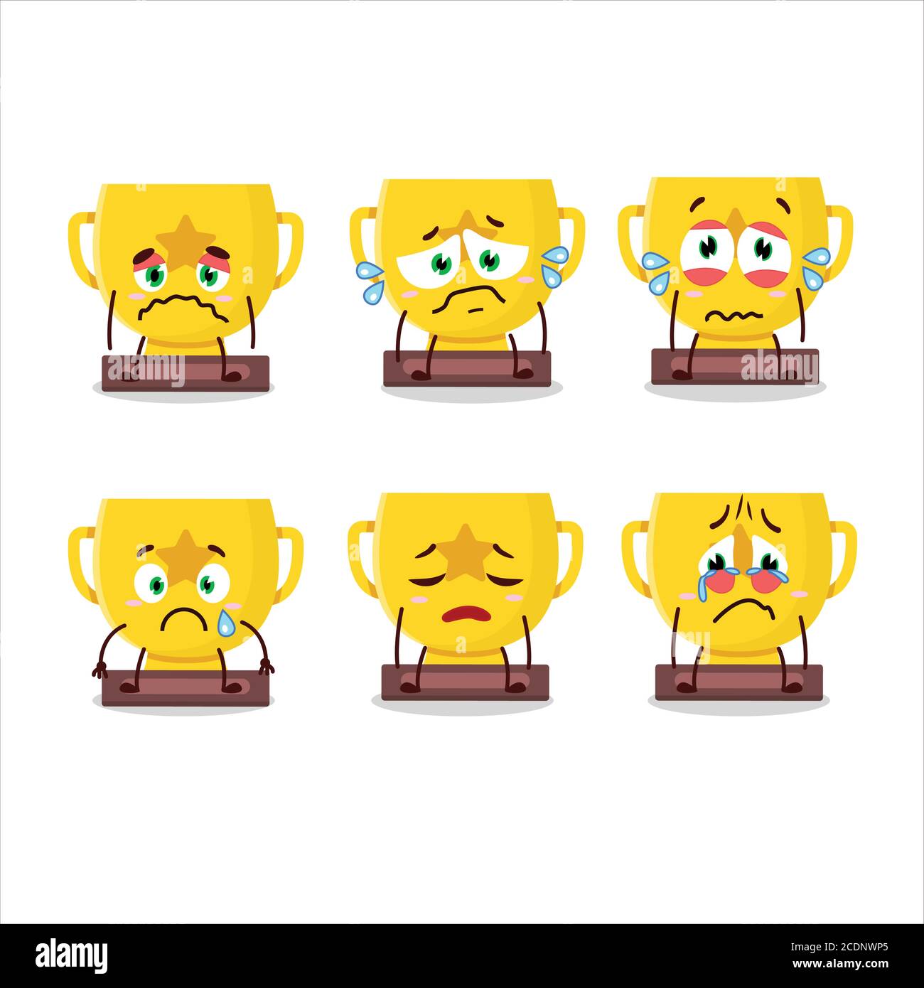 Gold trophy cartoon character with sad expression Stock Vector Image ...