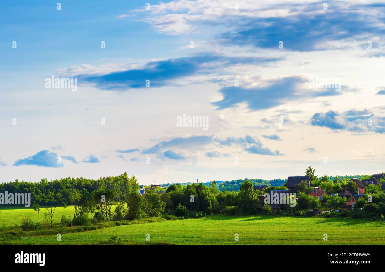 Sunny summer evening Stock Photo - Alamy