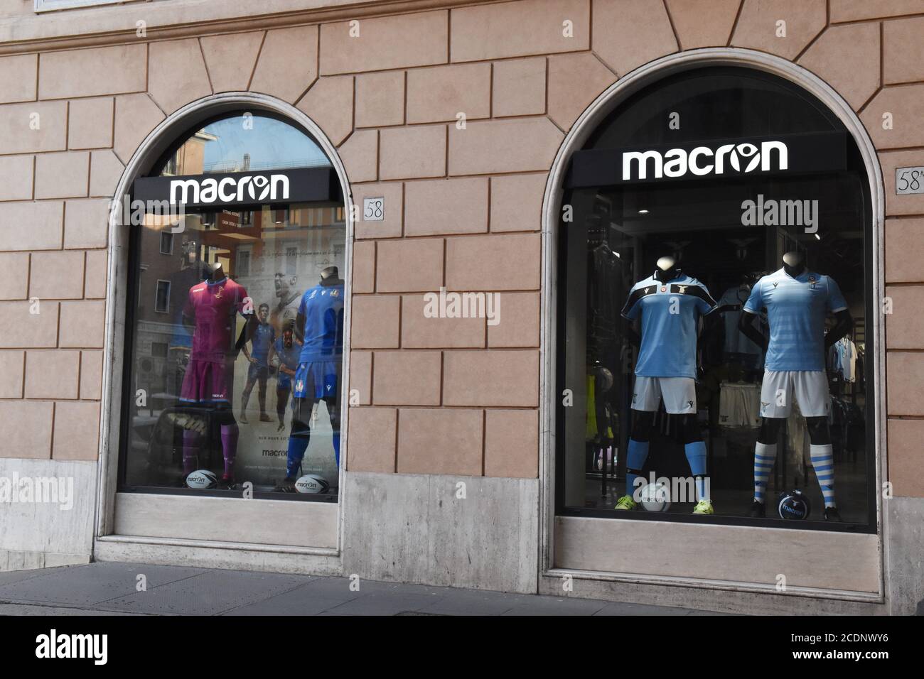 SHOCASES OF MACRON SPORTSWEAR STORE Stock Photo - Alamy