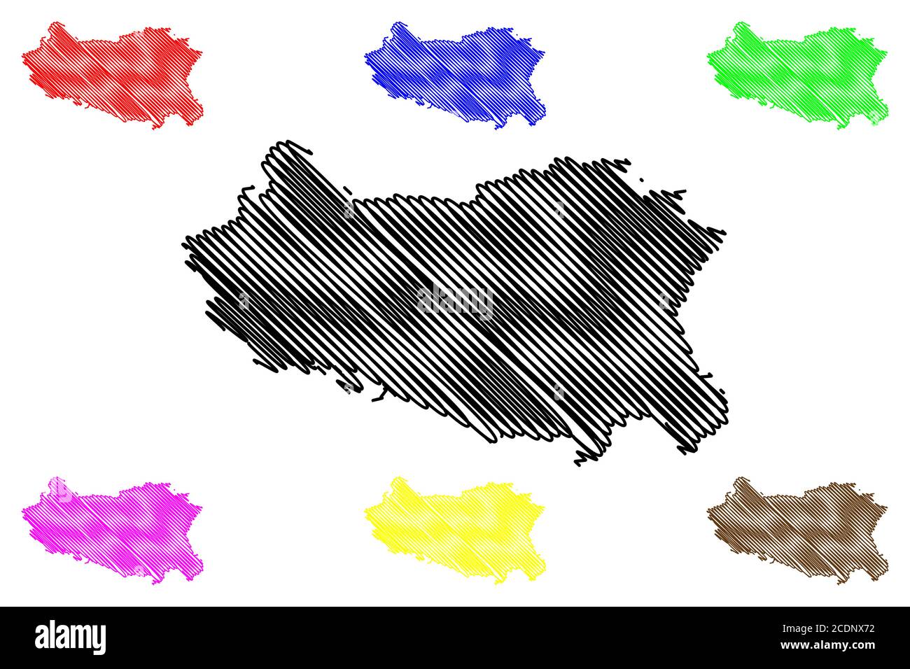 Handan City (People's Republic of China, Hebei Province) map vector ...