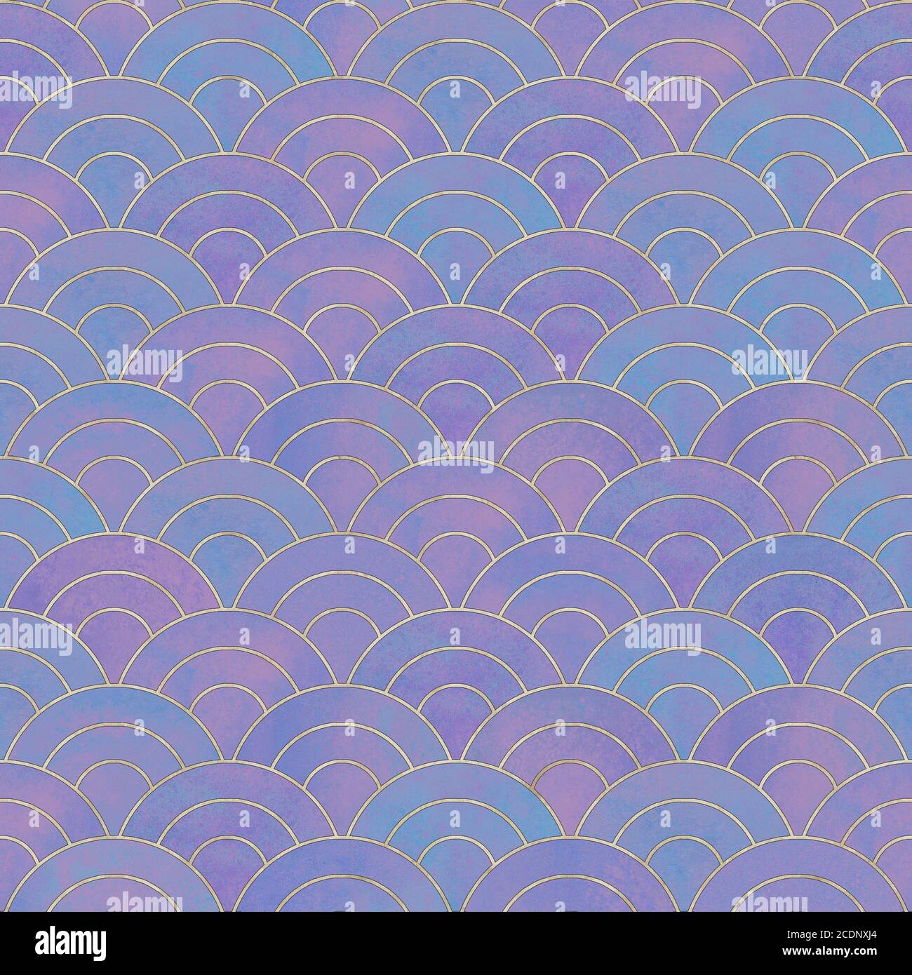 Mermaid fish scale wave japanese magic seamless pattern. Watercolor ...