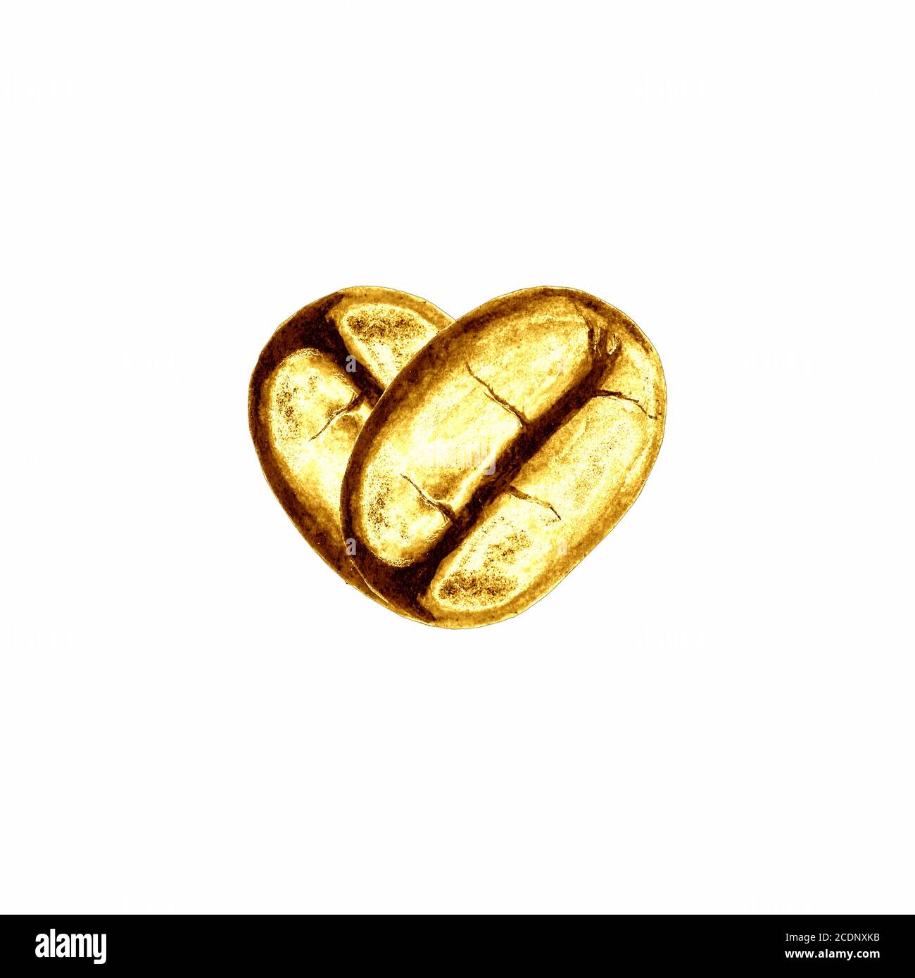 Golden coffee beans icon isolated on white background. Hand drawn ...