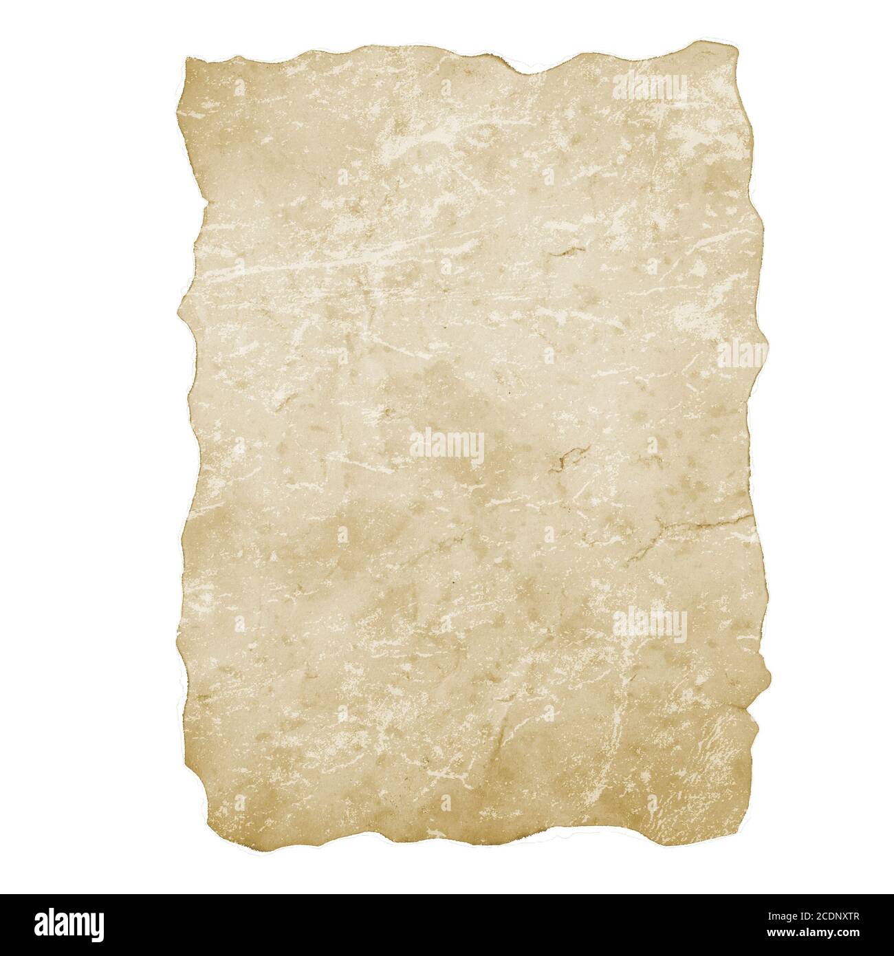 Torn piece of ancient paper isolated on white background. Old grunge ...