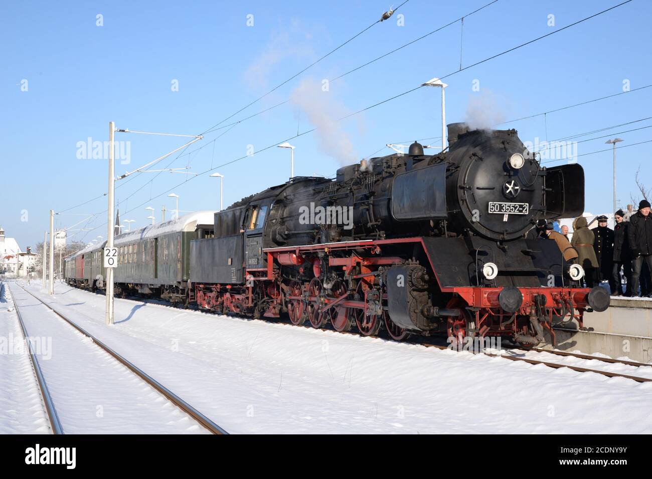 Steam locomotive in winter Stock Photo - Alamy