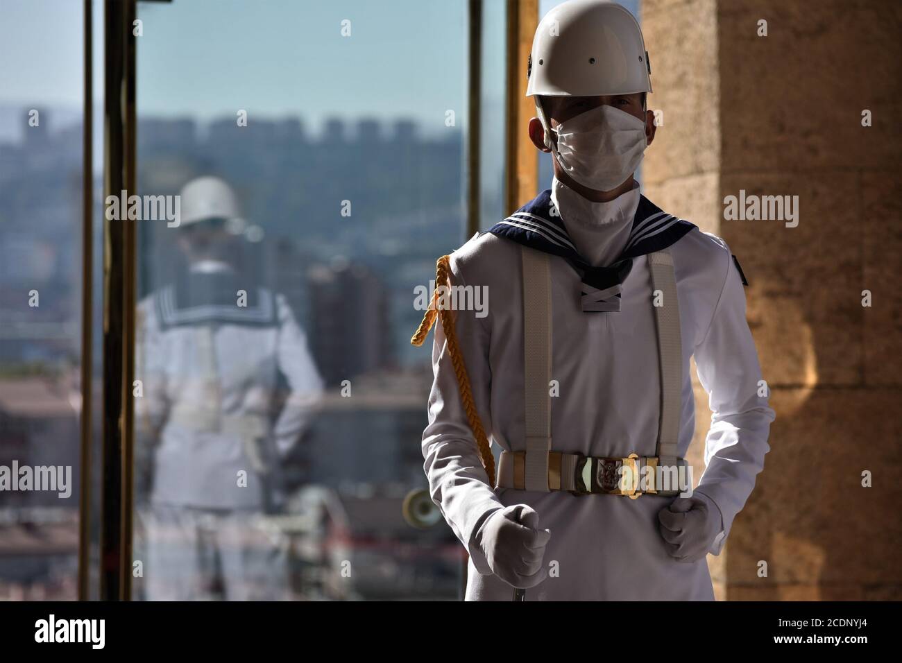 Anitkabir, Turkey. August 29, 2020: A Turkish soldier wearing a ...