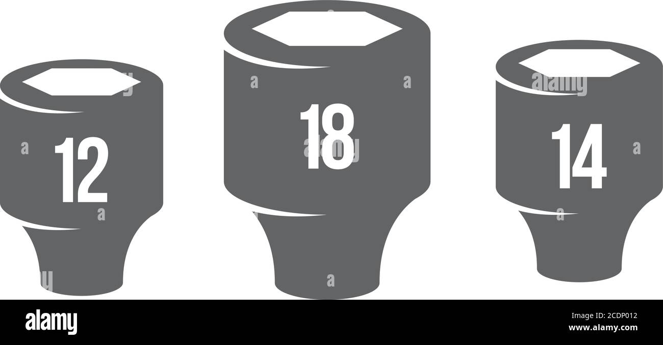 Socket wrench icons in black and white. Automotive vehicle maintenance ...