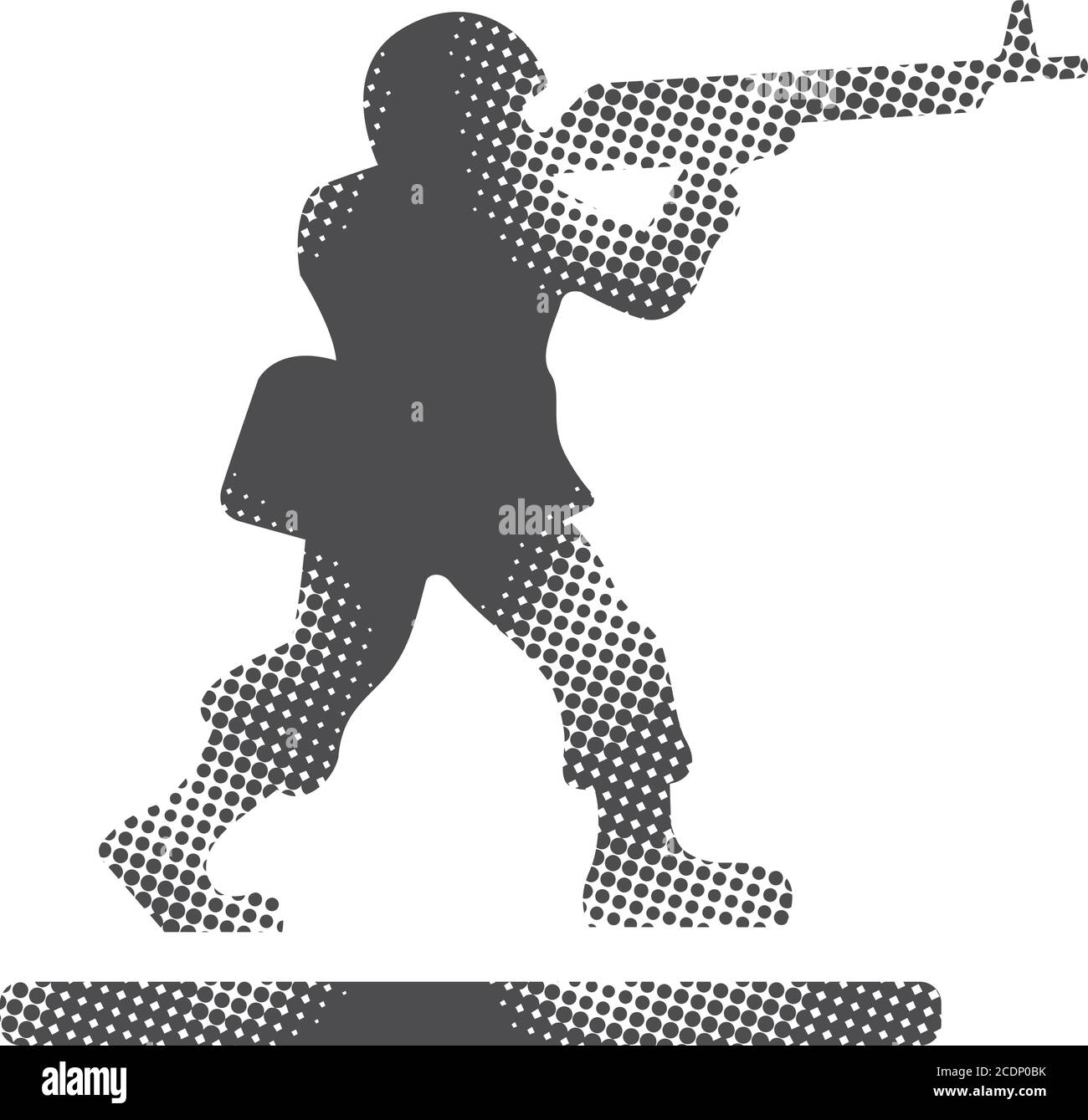 Toy soldier icon in halftone style. Black and white monochrome vector ...