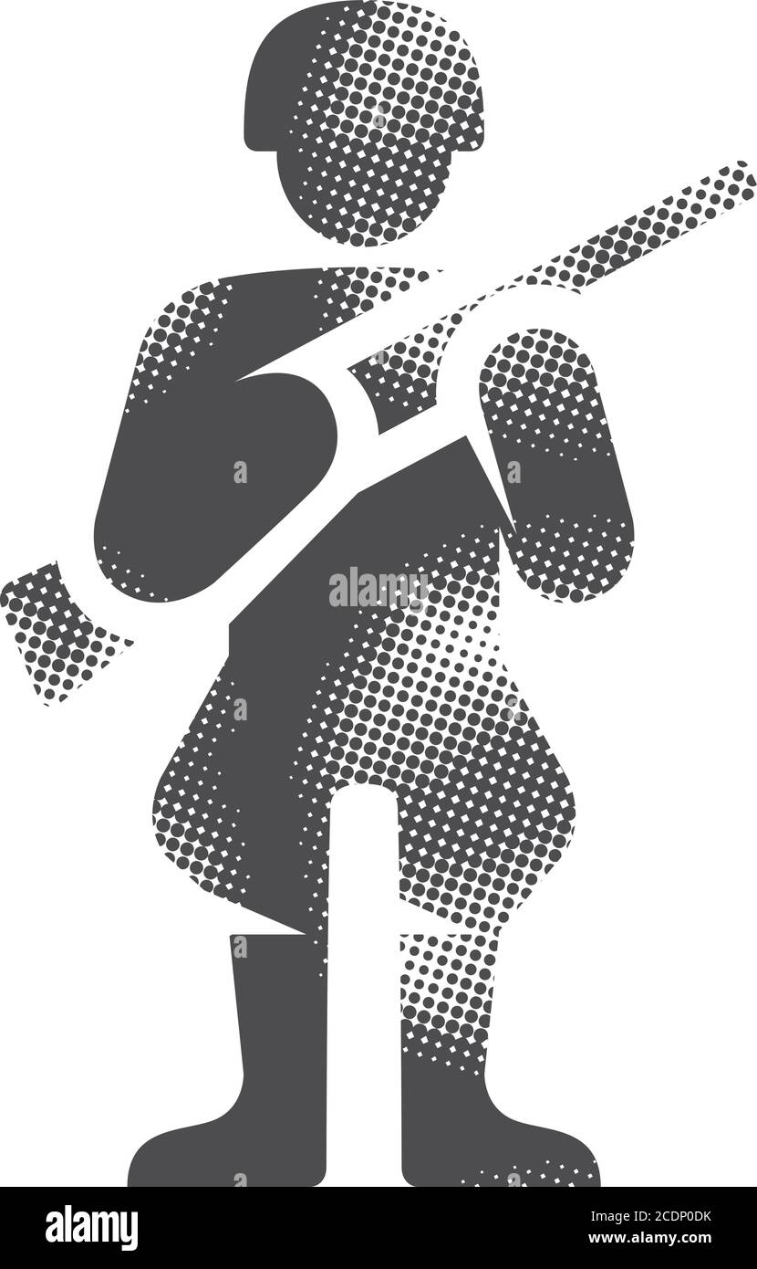 World War army icon in halftone style. Black and white monochrome ...