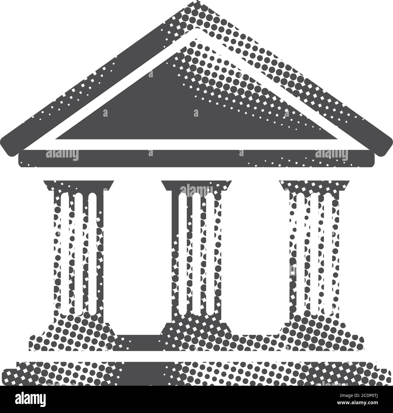 Bank building icon in halftone style. Black and white monochrome vector ...