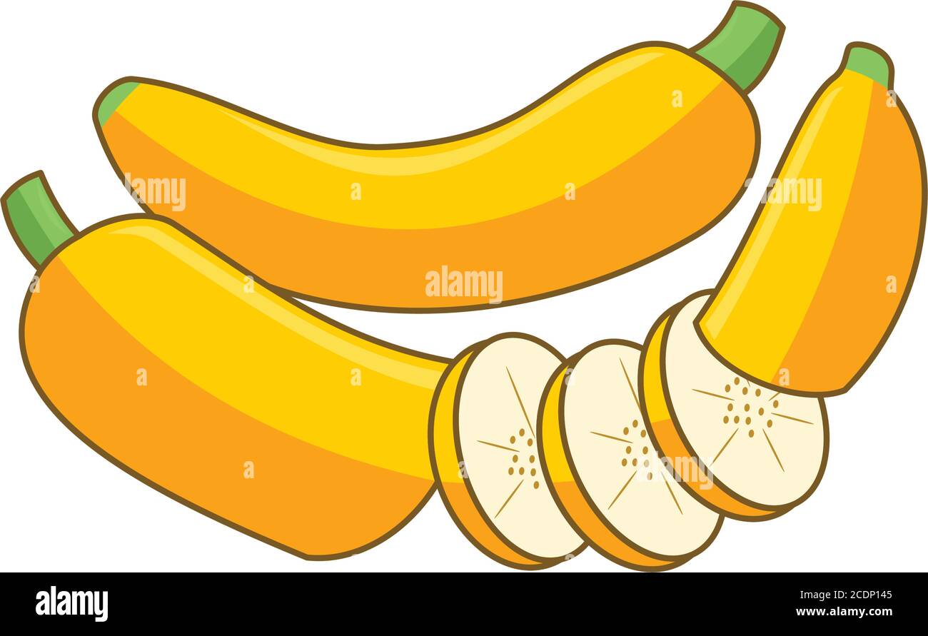 Cartoon bananas. Peel banana, yellow fruit and bunch of bananas ...