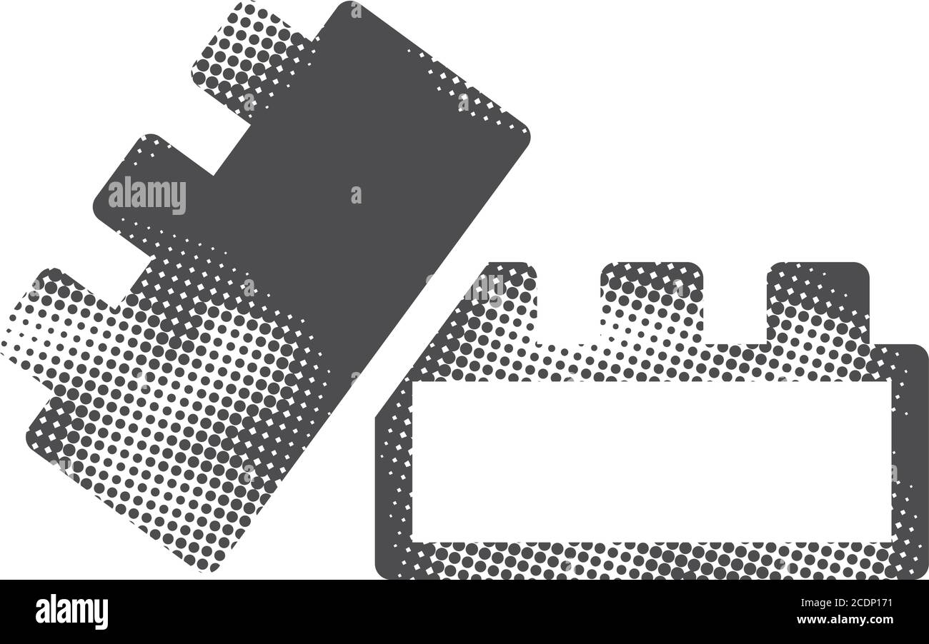 Building blocks icon in halftone style. Black and white monochrome ...