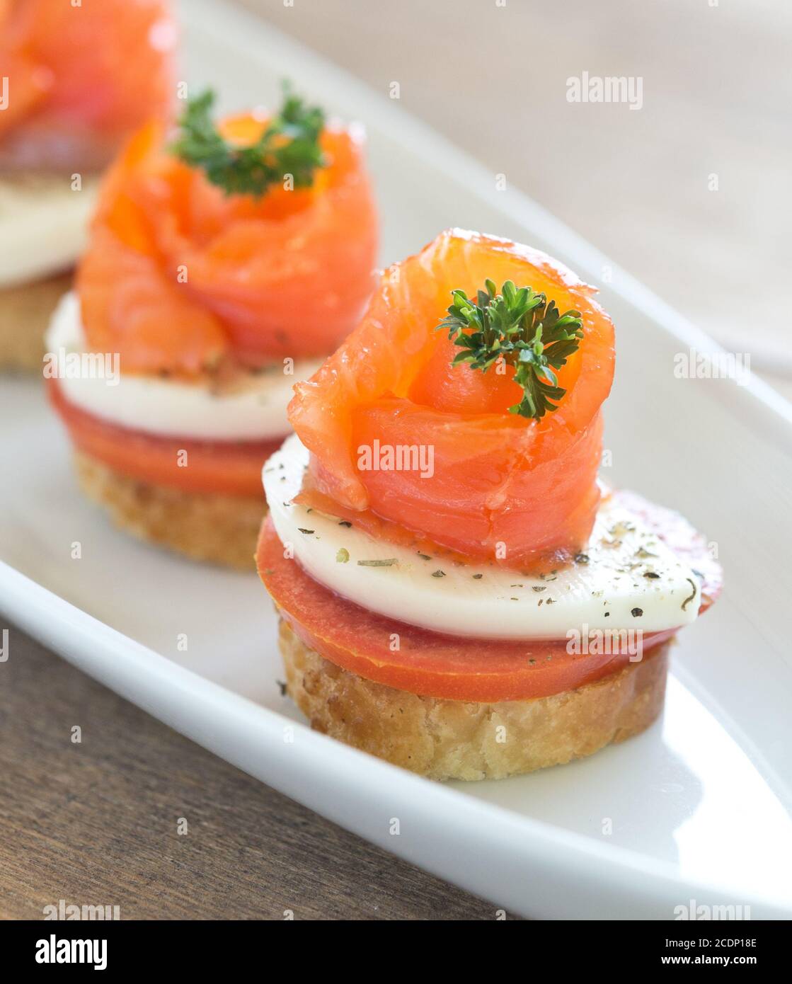 canapes with red fish Stock Photo - Alamy