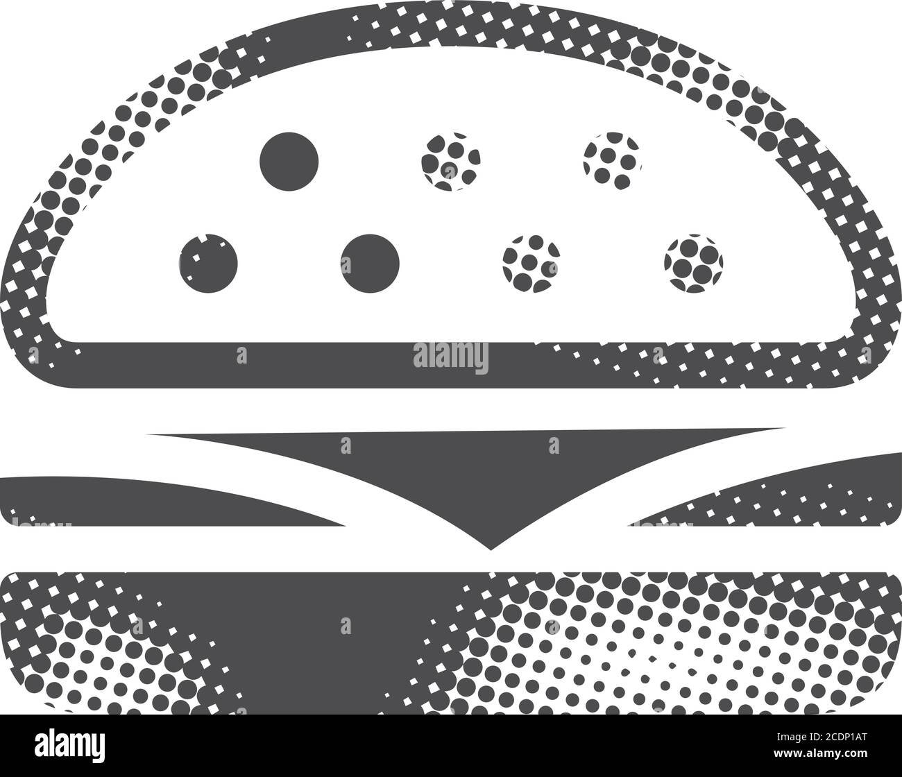 Burger icon in halftone style. Black and white monochrome vector ...