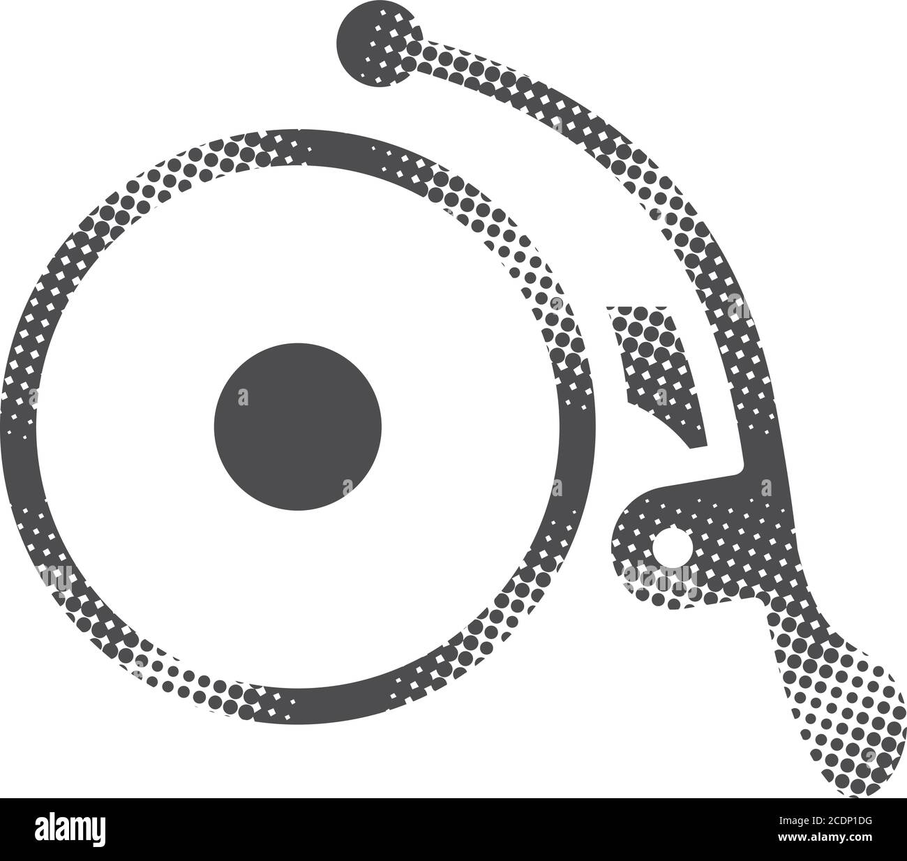 Bicycle bell icon in halftone style. Black and white monochrome vector ...