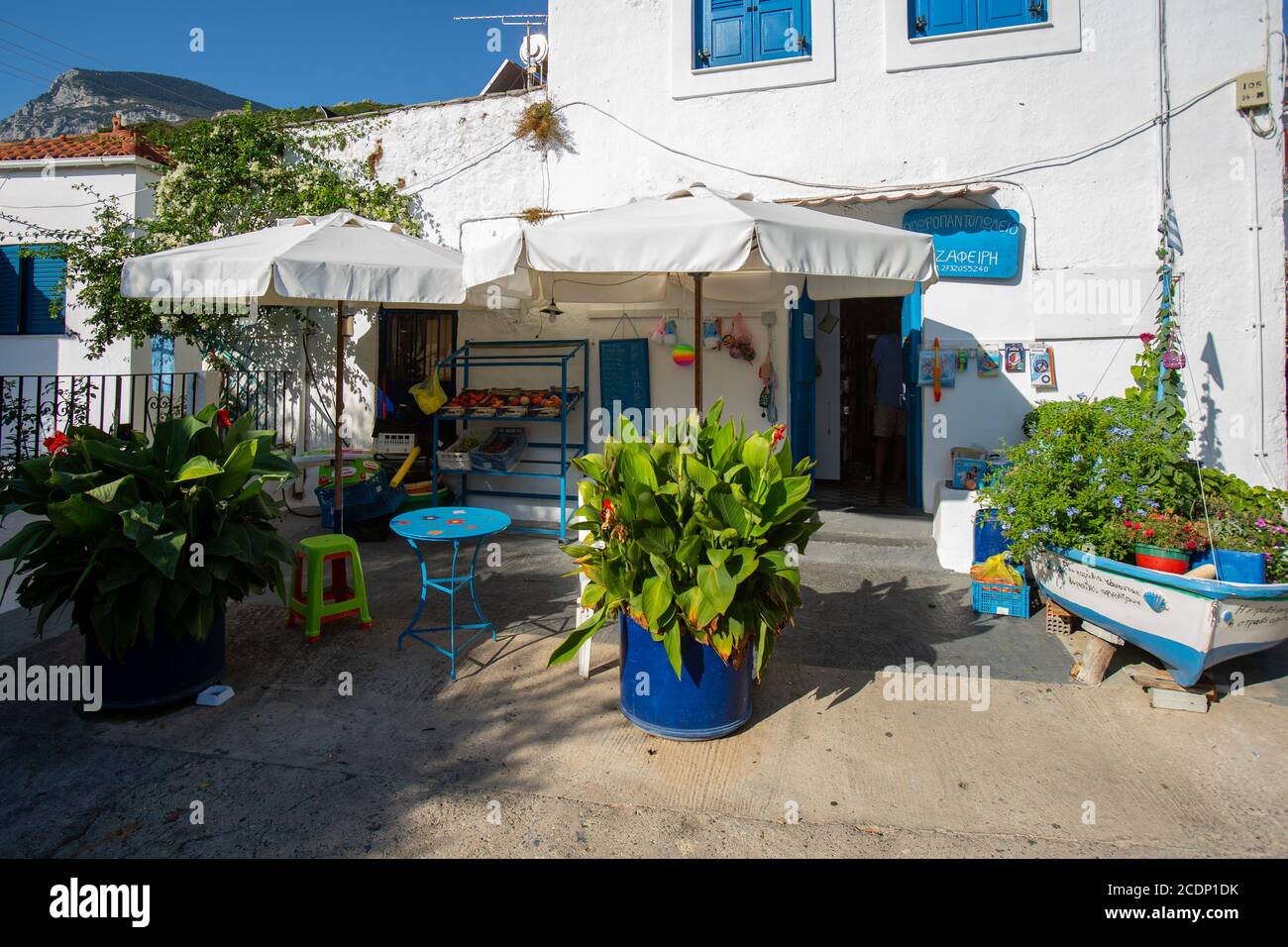 Traditional mini market at the centre fo Kiparissi,Laconia,Greece Stock ...