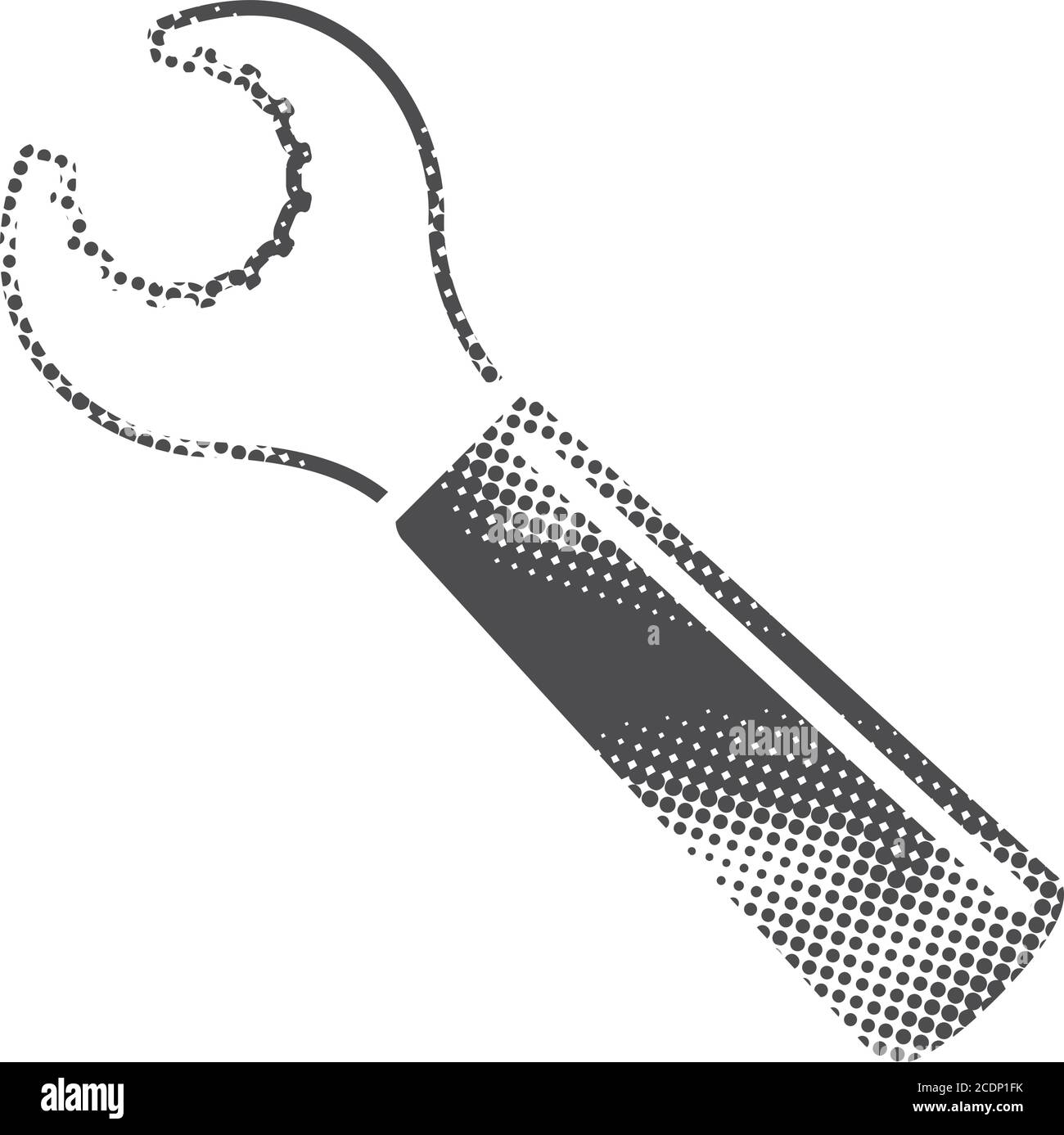 Bicycle wrench icon in halftone style. Black and white monochrome ...