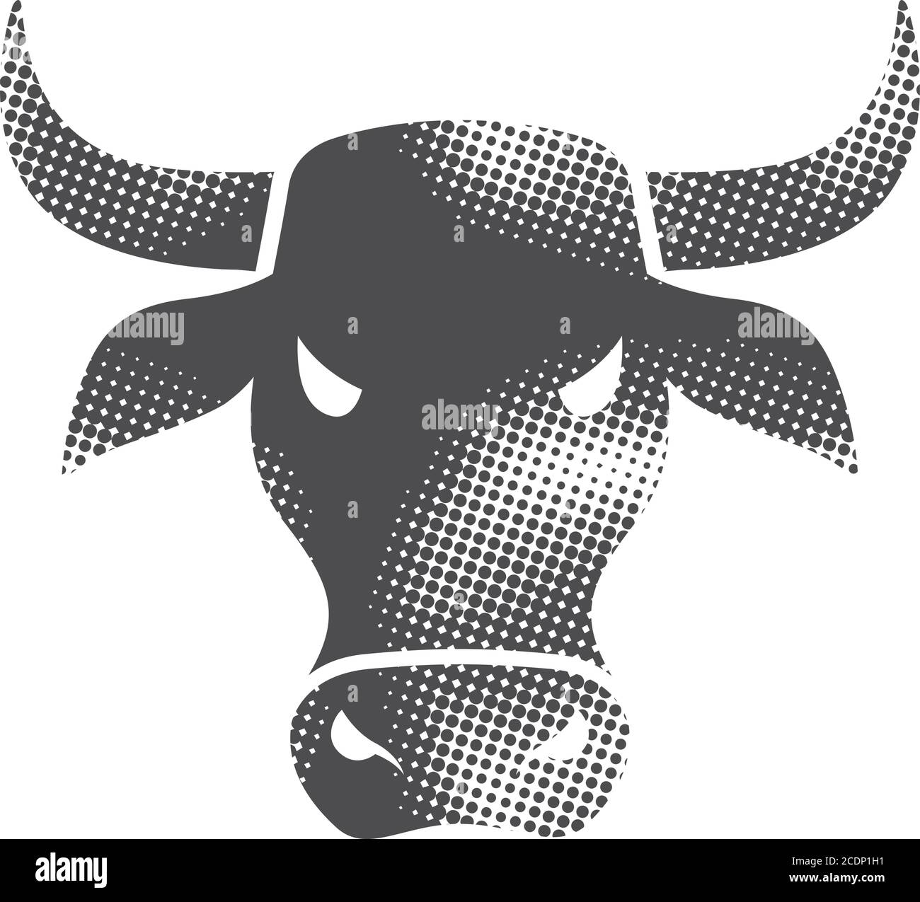 Bullish icon in halftone style. Black and white monochrome vector ...