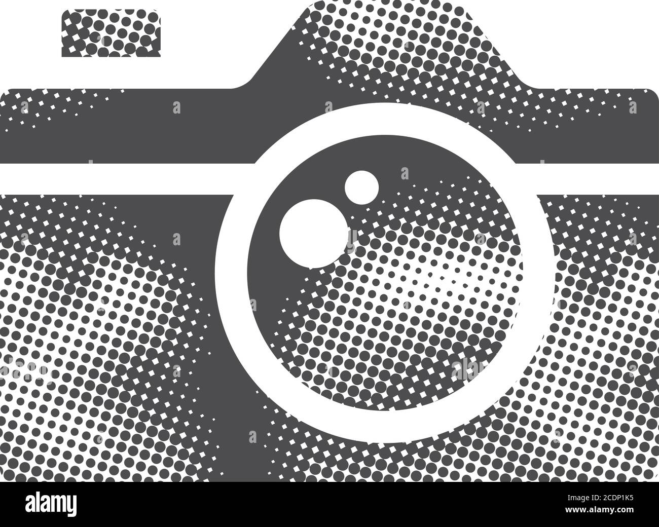 Camera icon in halftone style. Black and white monochrome vector ...